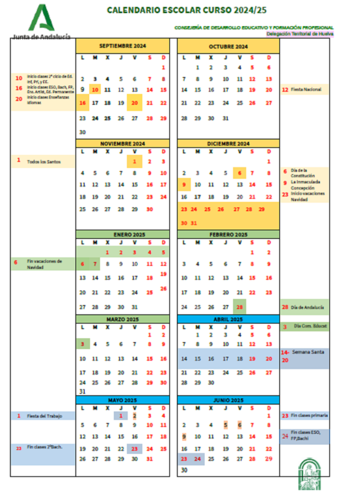 CALENDARIO ESCOLAR CURSO 24-25 – IES Estuaria
